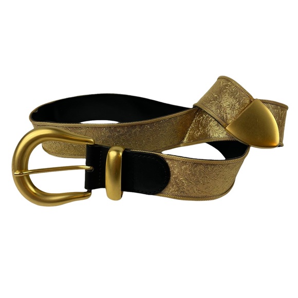 Vintage | Accessories | Vintage Gold Floral Statement Pressed Chain ...